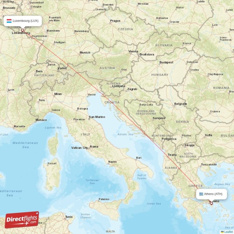 Direct flights from Athens to Luxembourg, ATH to LUX non-stop - Directflights.com