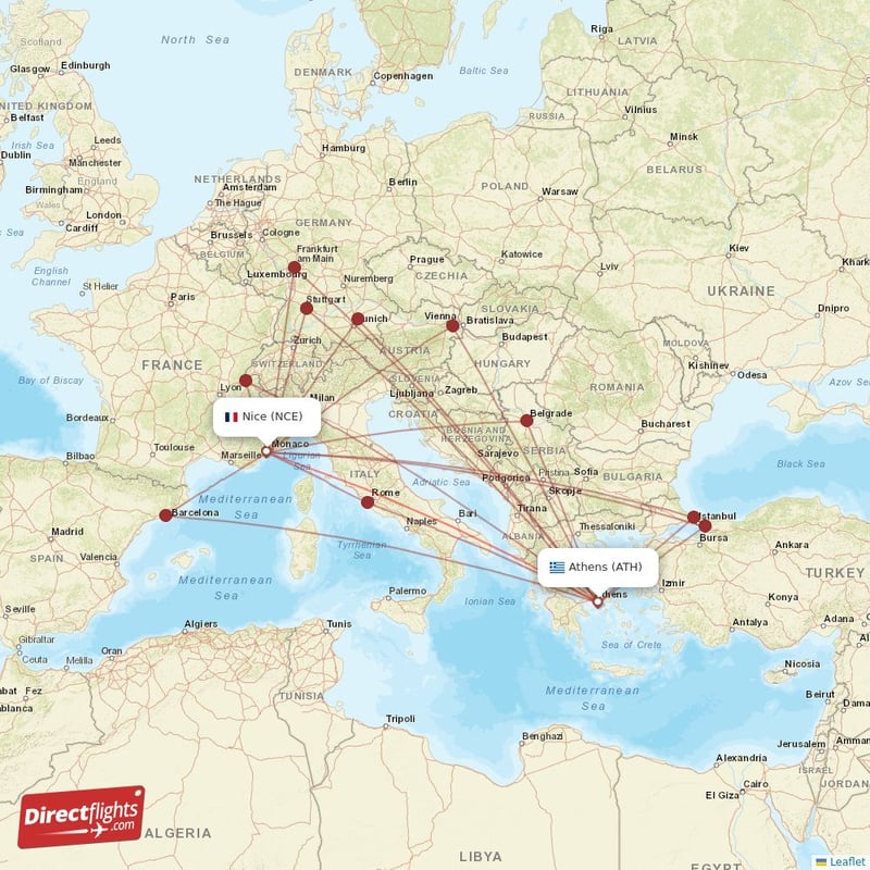 Direct flights from Athens to Nice, ATH to NCE non-stop - Directflights.com