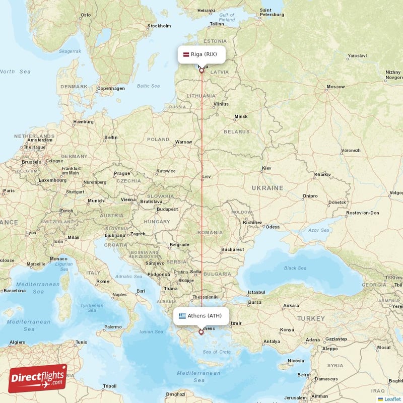 Direct flights from Athens to Riga, ATH to RIX non-stop - Directflights.com