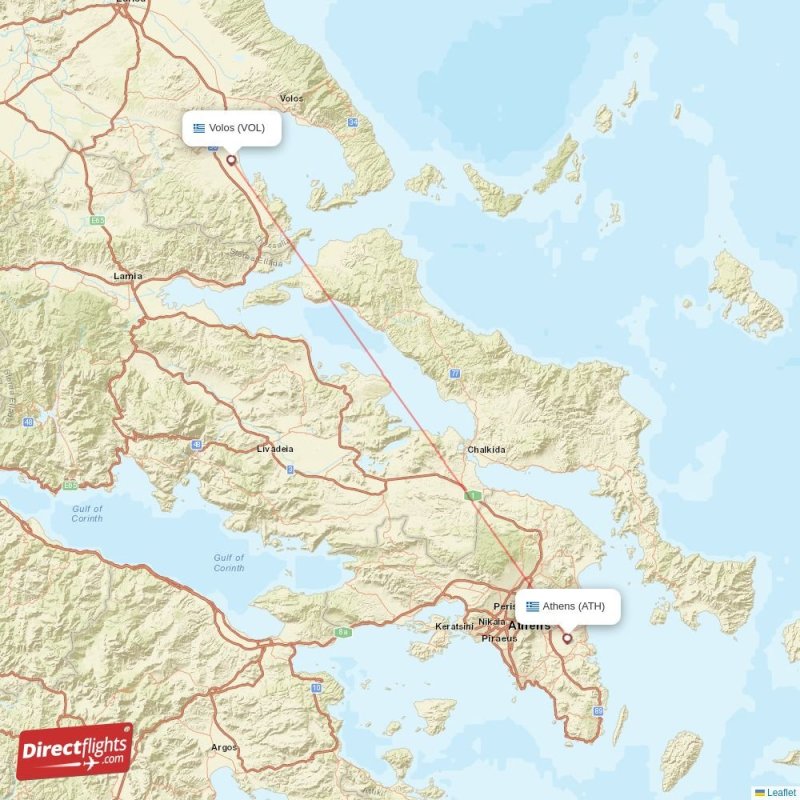 Direct flights from Athens to Volos (ATH-VOL) - Directflights.com