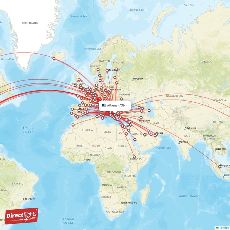Direct flights from Athens - 170 destinations - ATH, Greece ...