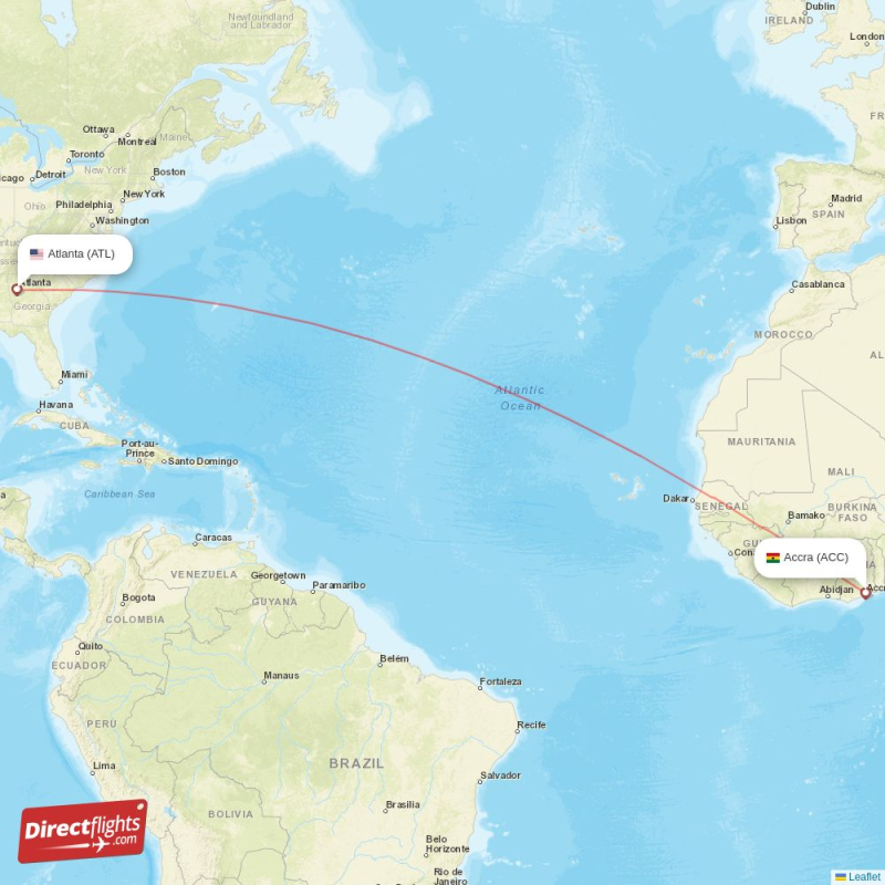 Direct flights from Atlanta to Accra, ATL to ACC non-stop - Directflights.com