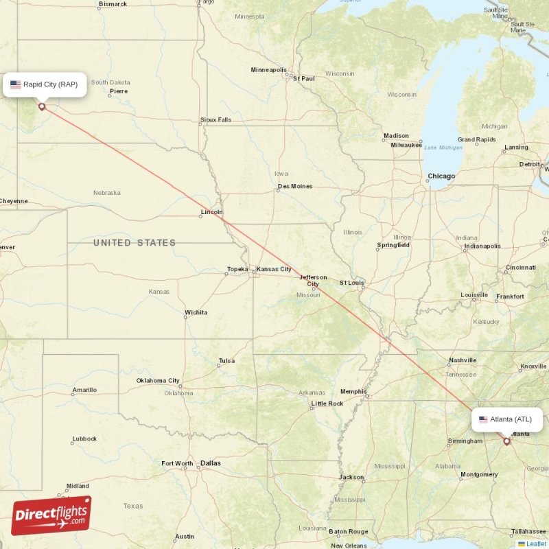 Direct flights from Atlanta to Rapid City, ATL to RAP non-stop ...