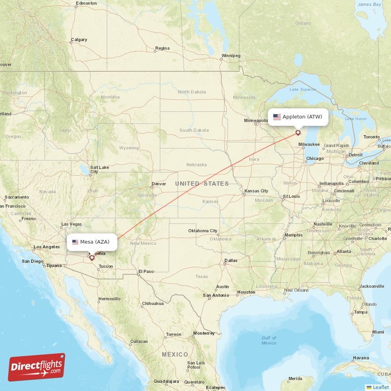Direct flights from Appleton to Mesa, ATW to AZA non-stop - Directflights.com
