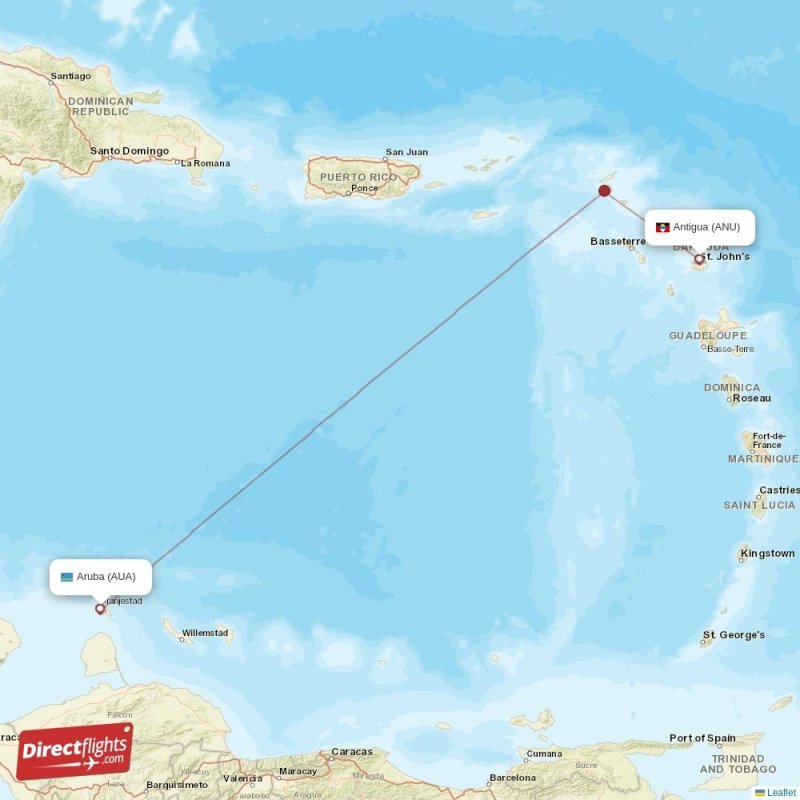 Direct flights from Aruba to Antigua, AUA to ANU non-stop ...