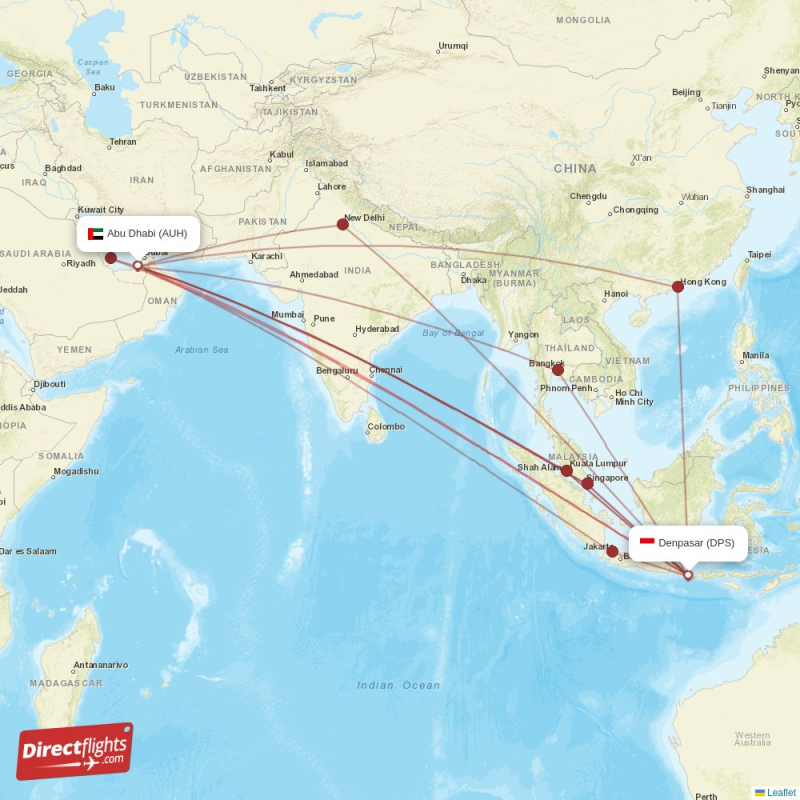Direct flights from Abu Dhabi to Denpasar (AUH-DPS) - Directflights.com
