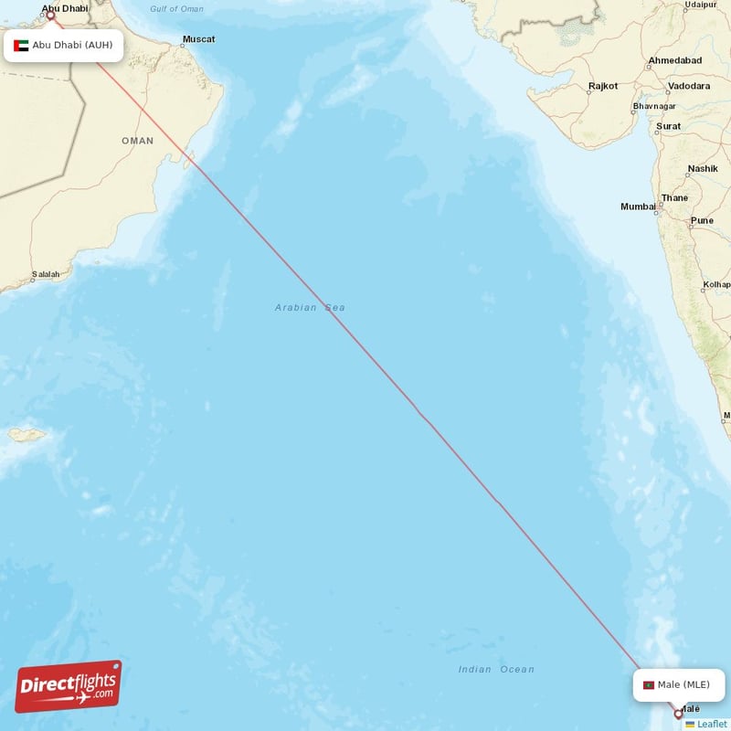 Direct flights from Abu Dhabi to Male, AUH to MLE non-stop - Directflights.com