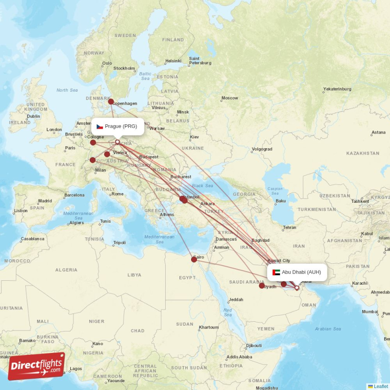 Direct flights from Abu Dhabi to Prague (AUH-PRG) - Directflights.com