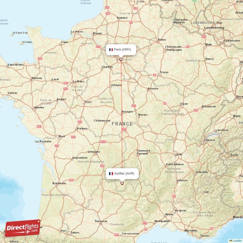 Direct flights from Aurillac to Paris, AUR to ORY non-stop ...