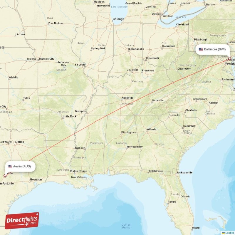 Direct flights from Austin to Baltimore (AUS-BWI) - Directflights.com