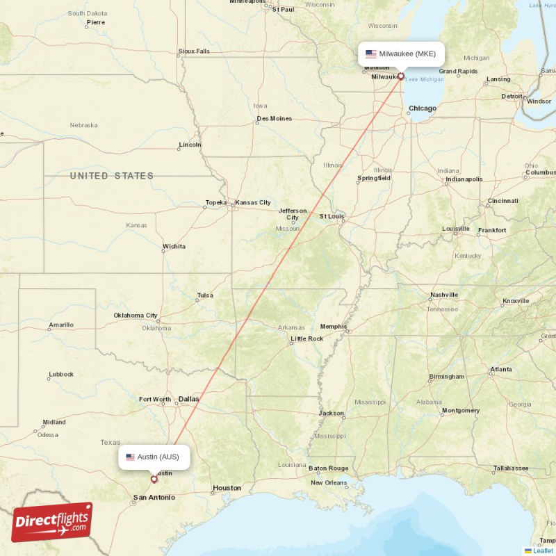 Direct flights from Austin to Milwaukee (AUS-MKE) - Directflights.com