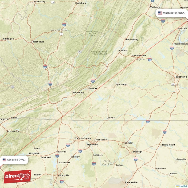 Direct flights from Asheville to Washington, AVL to DCA non-stop ...