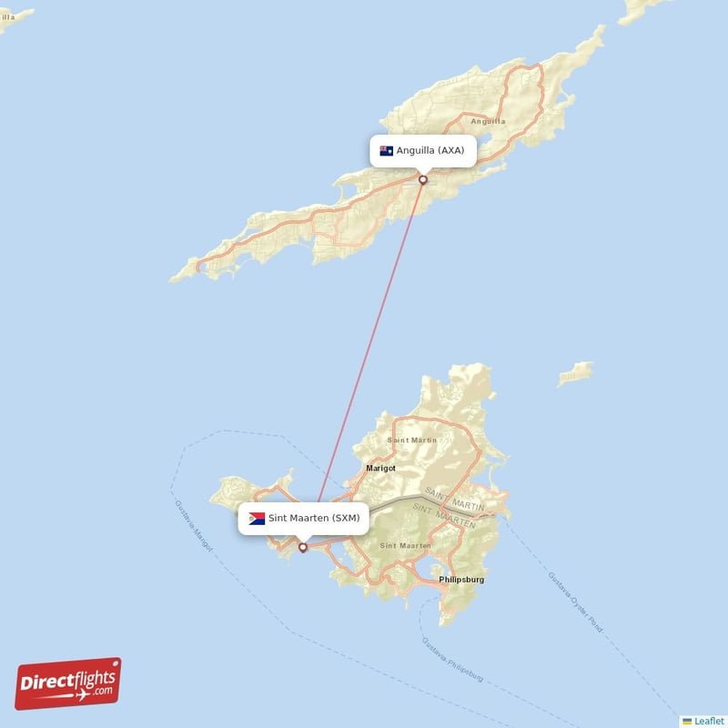 Direct flights from Anguilla to Sint Maarten, AXA to SXM non-stop - Directflights.com