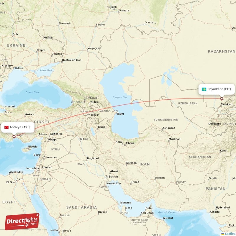 Direct flights from Antalya to Shymkent, AYT to CIT non-stop ...