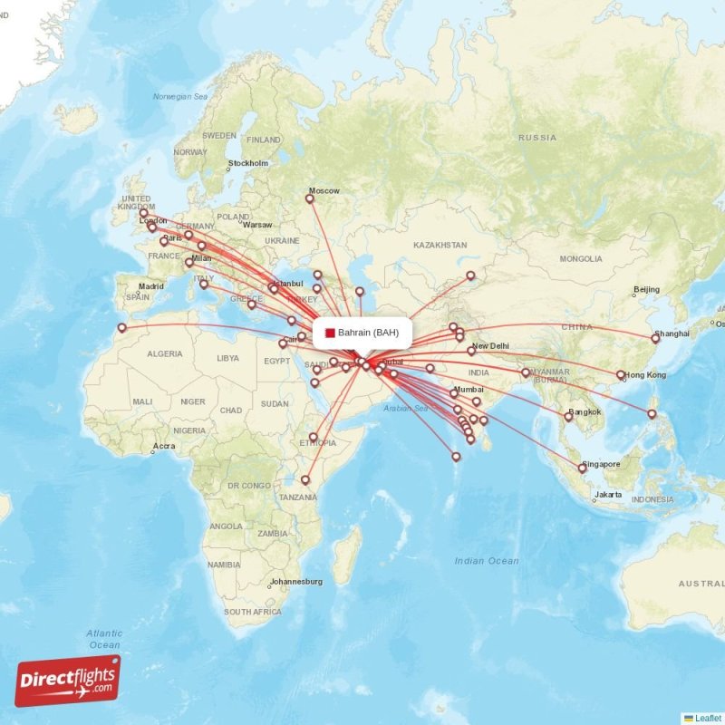 Direct flights from Bahrain - 58 destinations - BAH, Bahrain ...