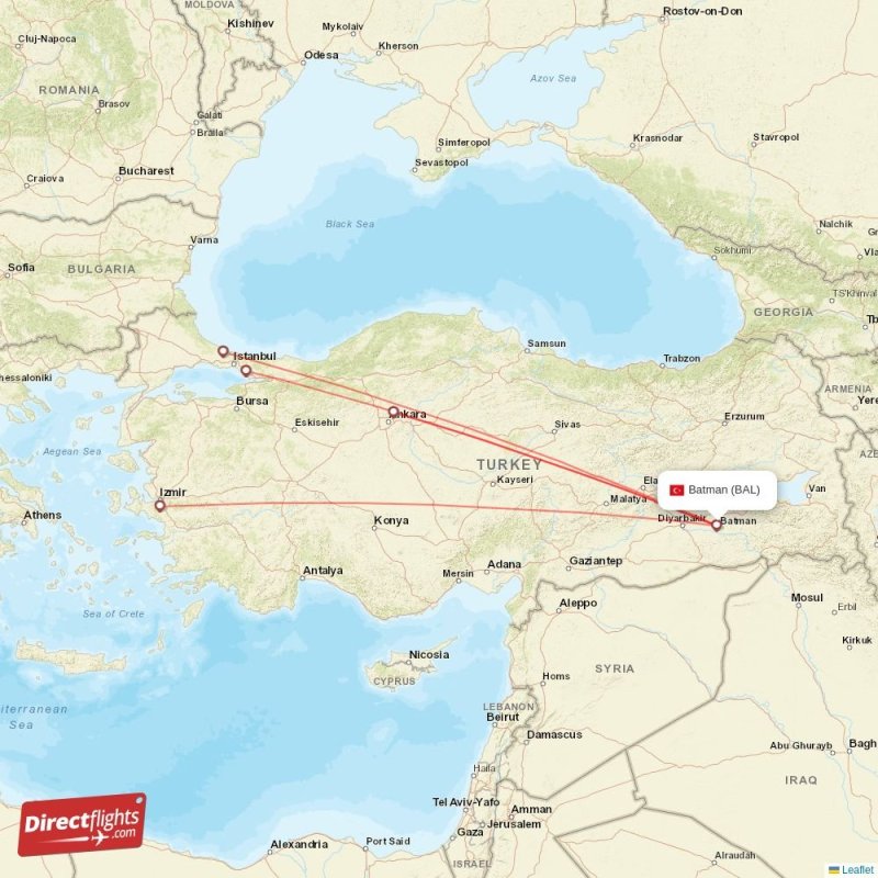 Direct flights from Batman - 5 destinations - BAL, Turkiye ...