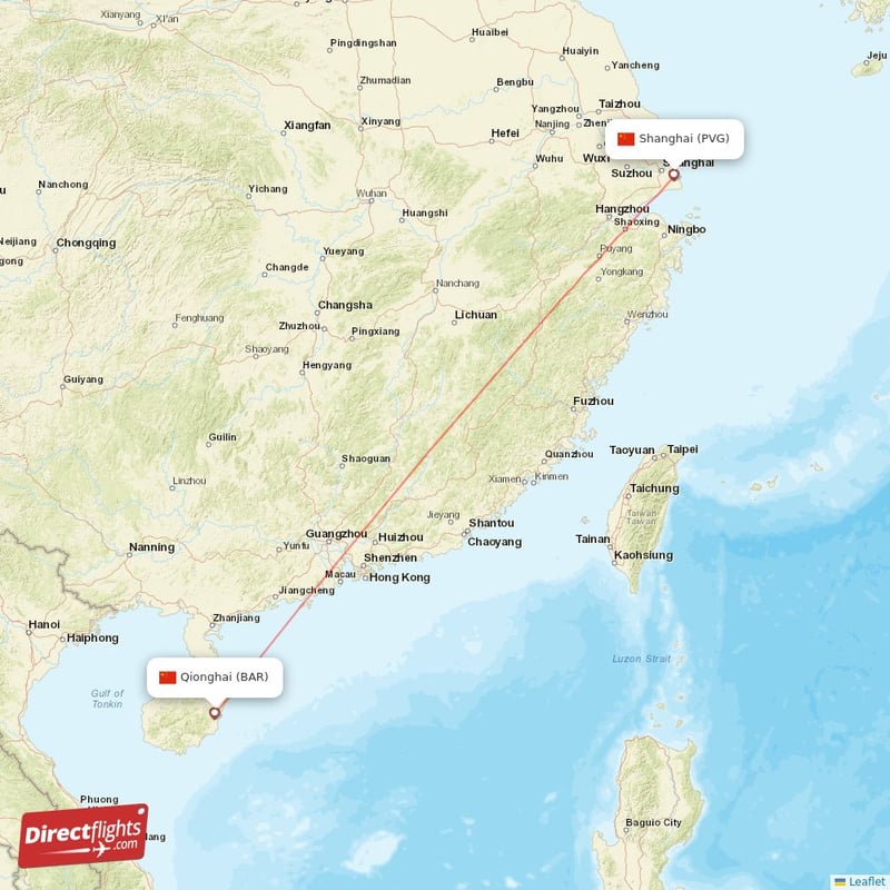 Direct flights from Qionghai to Shanghai, BAR to PVG non-stop - Directflights.com
