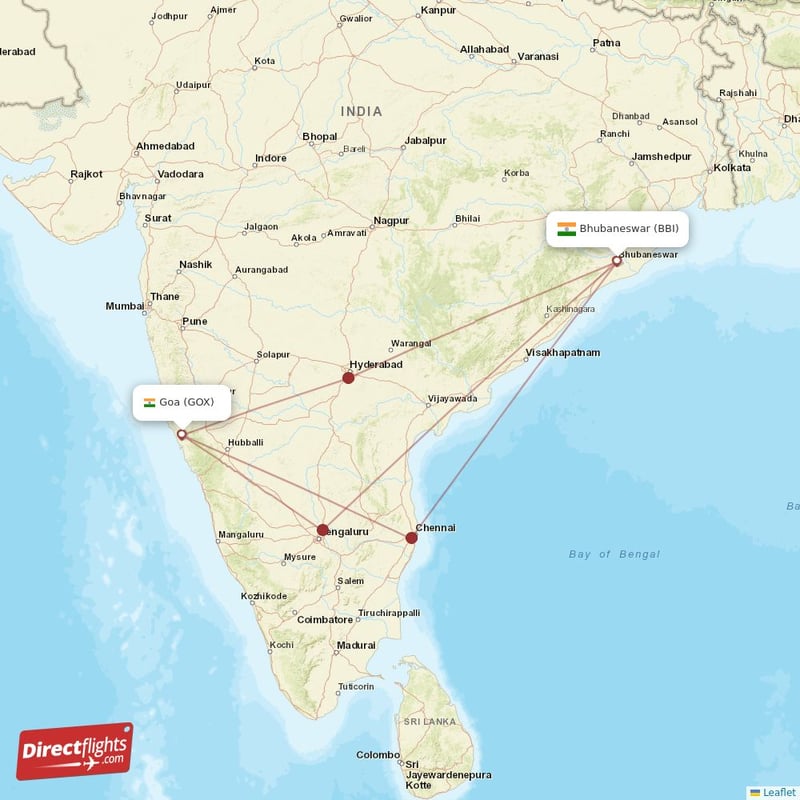 Direct flights from Bhubaneswar to Goa, BBI to GOX non-stop ...