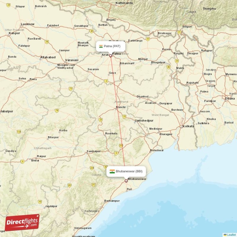 Direct flights from Bhubaneswar to Patna (BBI-PAT) - Directflights.com