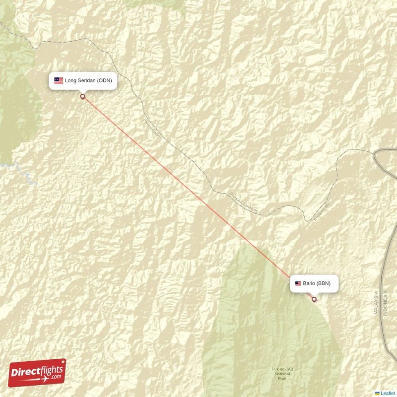 Direct flights from Bario to Long Seridan (BBN-ODN) - Directflights.com