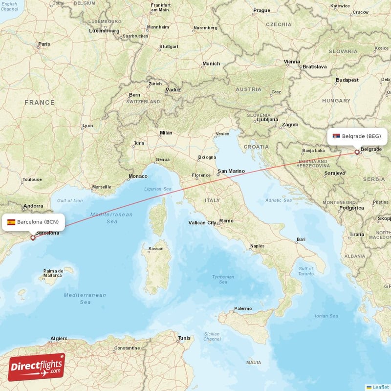 Direct flights from Barcelona to Belgrade, BCN to BEG non-stop - Directflights.com