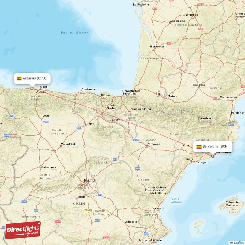 Direct flights from Barcelona to Asturias, BCN to OVD non-stop ...