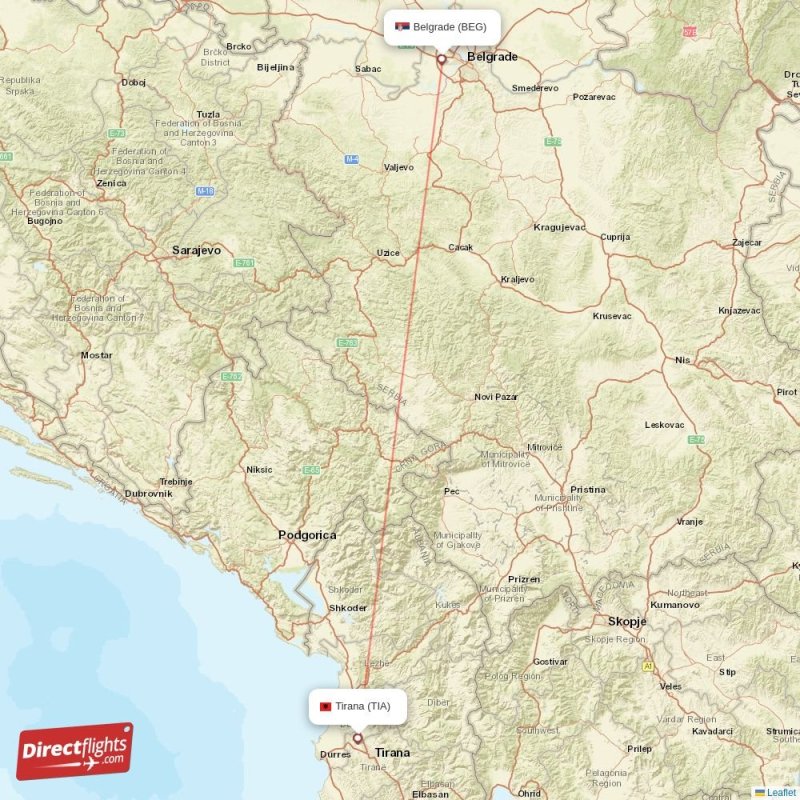 Direct flights from Belgrade to Tirana, BEG to TIA non-stop ...