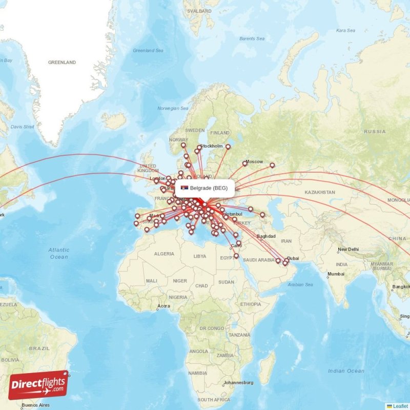 Direct flights to Belgrade - BEG, Republic of Serbia - Directflights.com