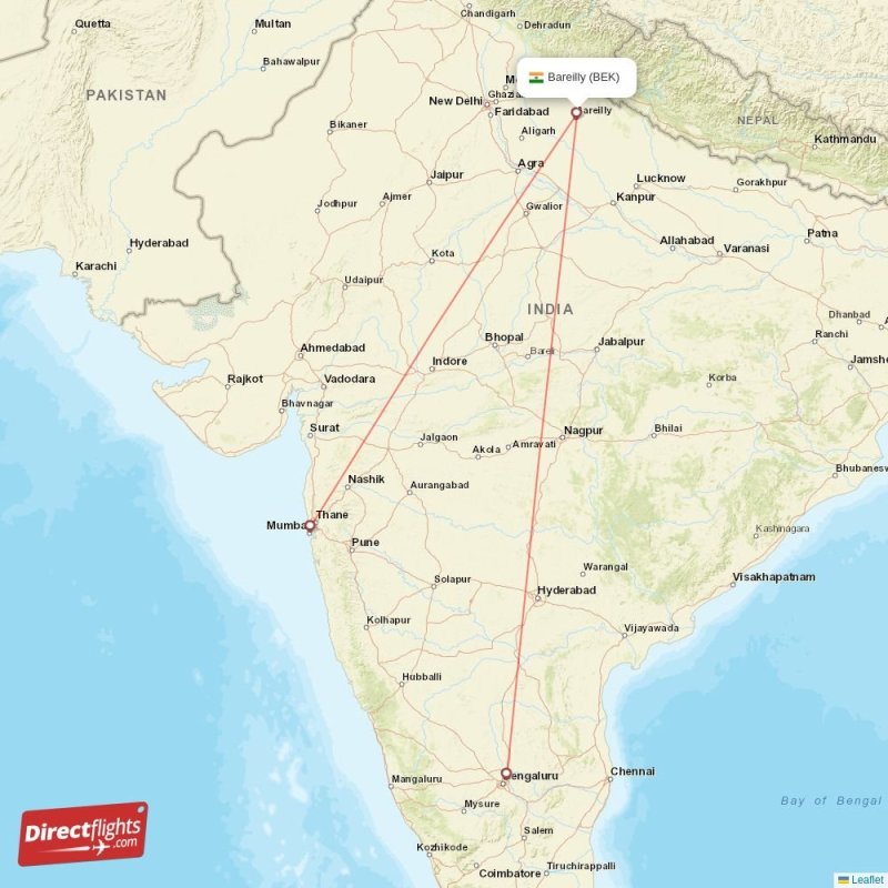 Direct flights from Bareilly - 2 destinations - BEK, India ...