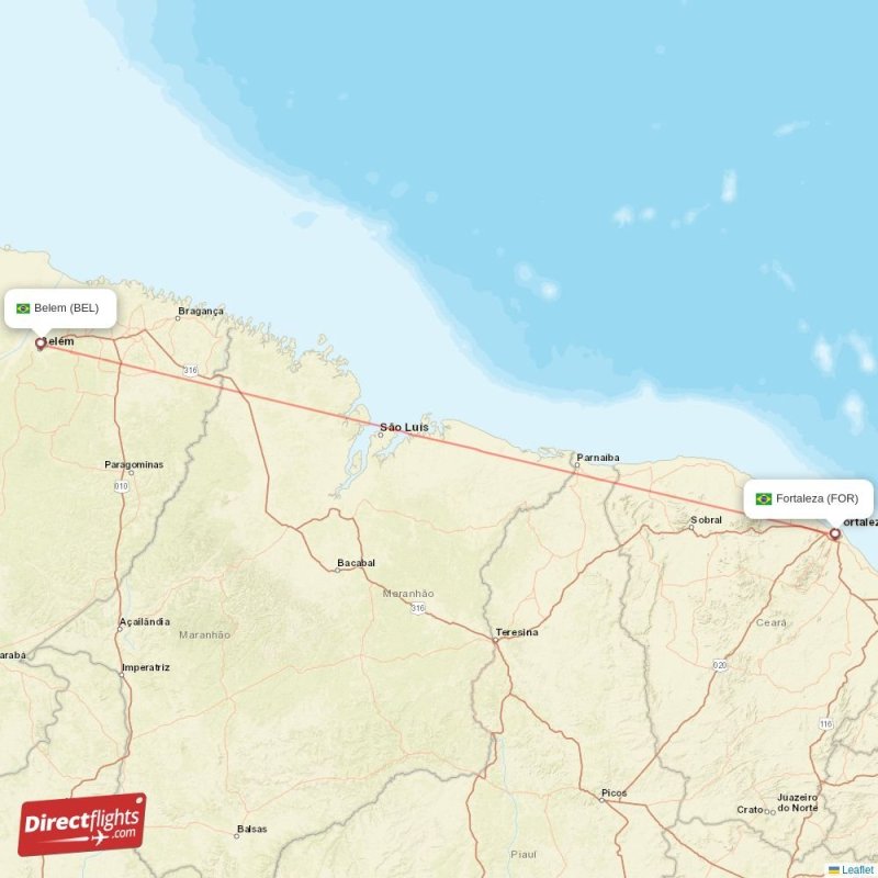 Direct flights from Belem to Fortaleza, BEL to FOR non-stop ...
