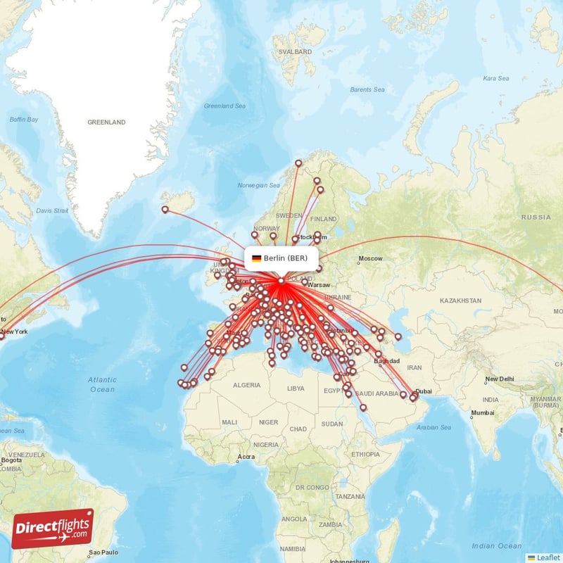 Direct flights from Berlin - 160 destinations - BER, Germany ...