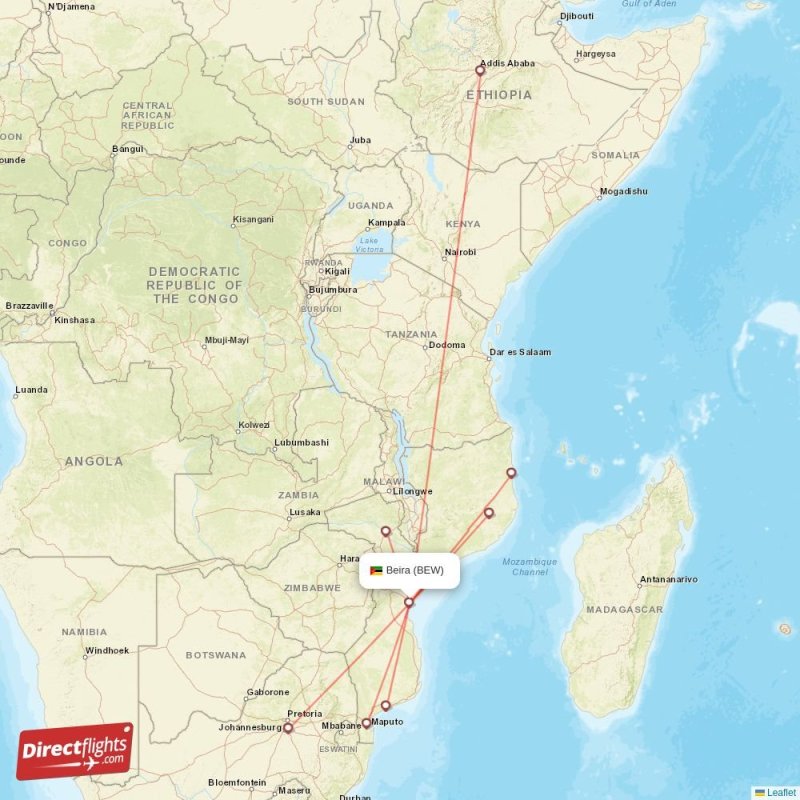 Direct flights from Beira - 3 destinations - BEW, Mozambique ...