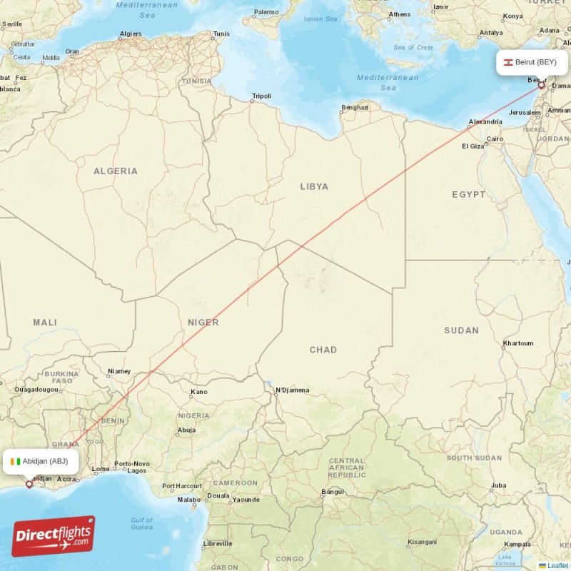 Direct flights from Beirut to Abidjan, BEY to ABJ non-stop ...