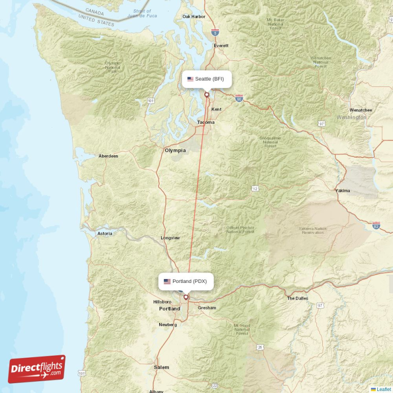 Direct flights from Seattle to Portland (BFI-PDX) - Directflights.com