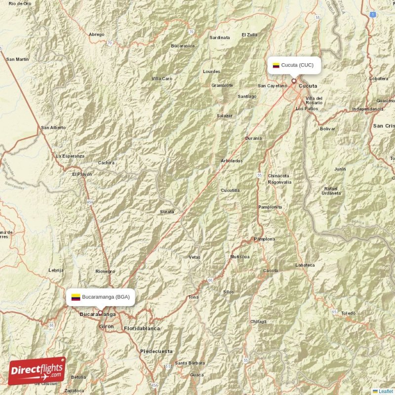 Direct flights from Bucaramanga to Cucuta, BGA to CUC non-stop ...