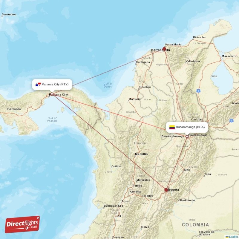 Direct flights from Bucaramanga to Panama City, BGA to PTY non-stop ...