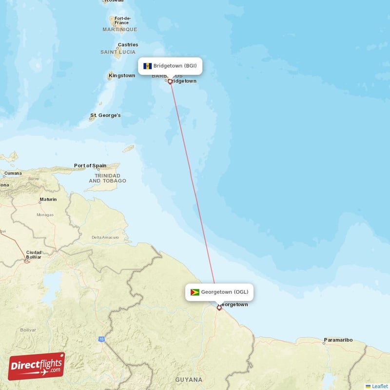 Direct flights from Bridgetown to Georgetown, BGI to OGL non-stop ...