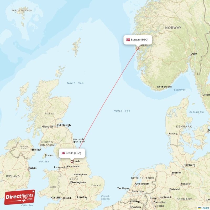 Direct flights from Bergen to Leeds, BGO to LBA non-stop ...