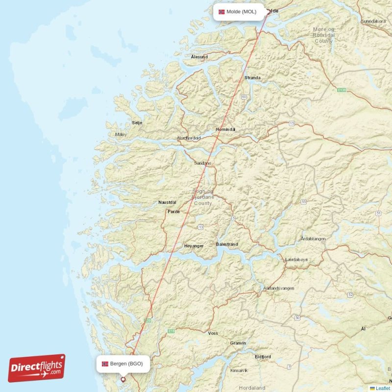 Direct flights from Bergen to Molde, BGO to MOL non-stop ...