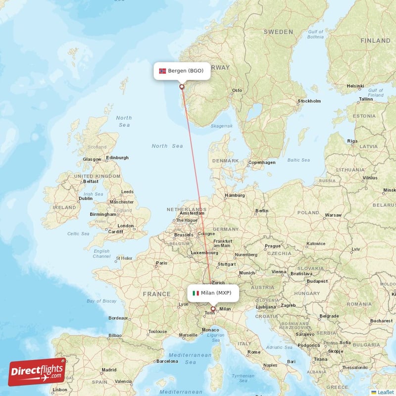 Direct flights from Bergen to Milan, BGO to MXP non-stop - Directflights.com
