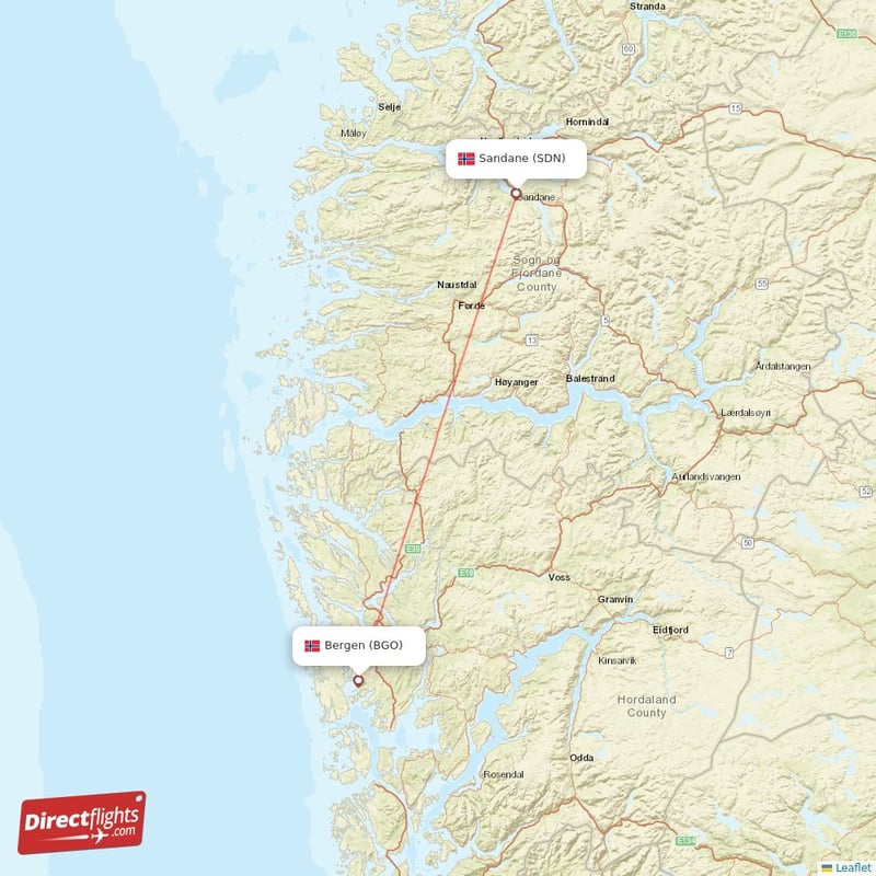 Direct flights from Bergen to Sandane, BGO to SDN non-stop ...