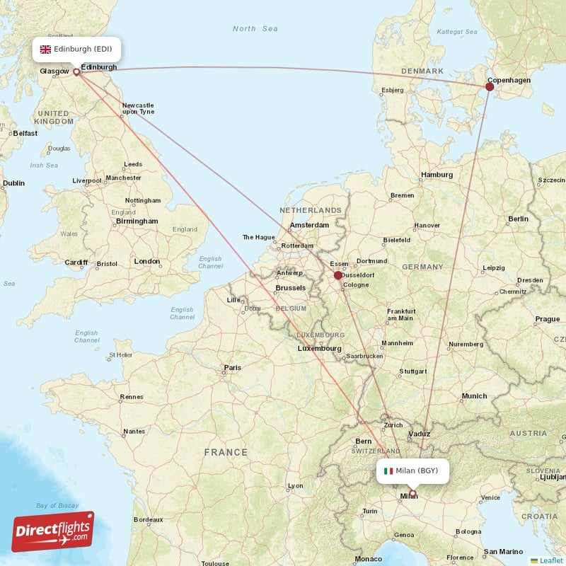 Direct flights from Milan to Edinburgh, BGY to EDI non-stop - Directflights.com