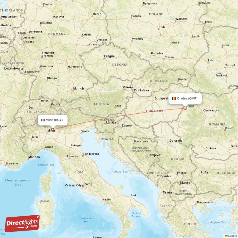 Direct flights from Milan to Oradea (BGY-OMR) - Directflights.com
