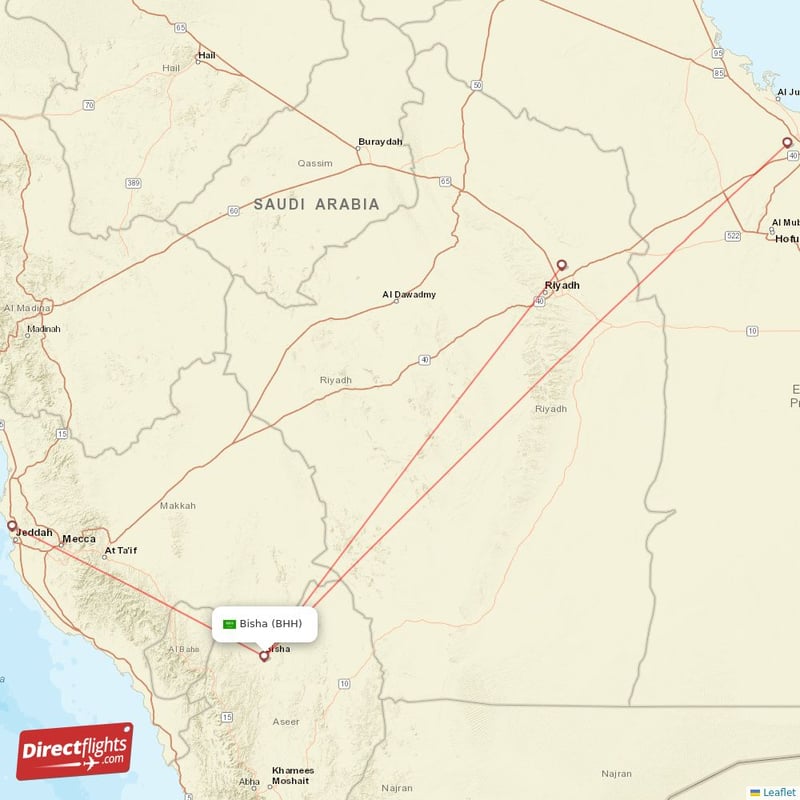 Direct flights from Bisha - 3 destinations - BHH, Saudi Arabia ...