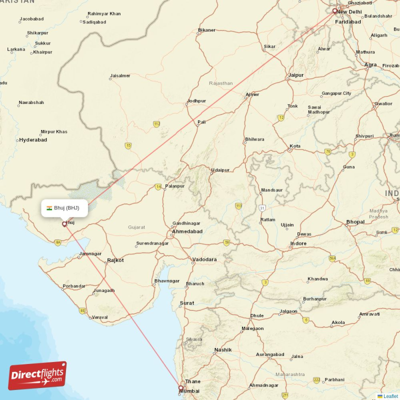 Direct flights from Bhuj - 3 destinations - BHJ, India - Directflights.com