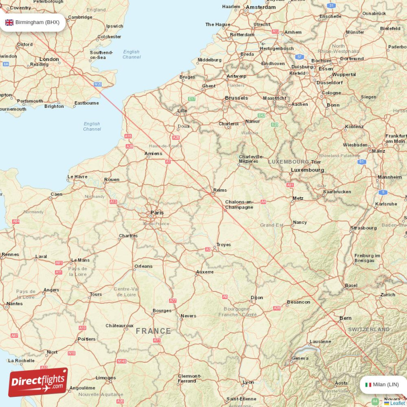 Direct flights from Birmingham to Milan (BHX-LIN) - Directflights.com