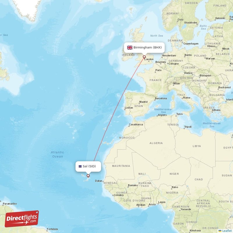 Direct flights from Birmingham to Sal, BHX to SID non-stop - Directflights.com