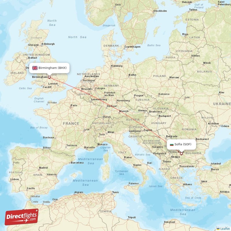 Direct flights from Birmingham to Sofia, BHX to SOF non-stop - Directflights.com