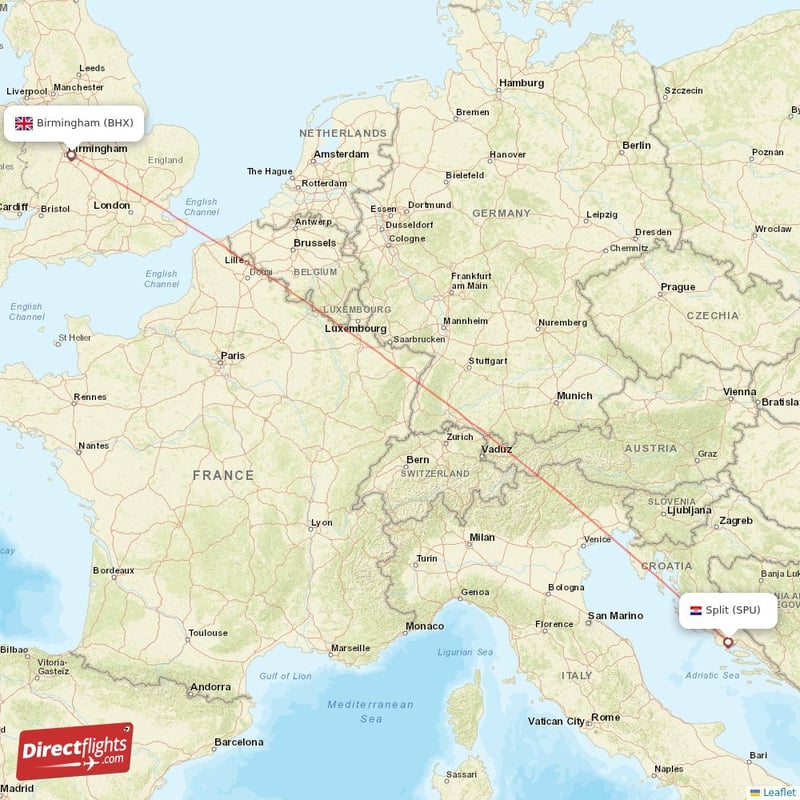 Direct flights from Birmingham to Split, BHX to SPU non-stop - Directflights.com