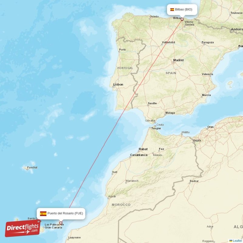 Direct flights from Bilbao to Puerto del Rosario (BIO-FUE ...